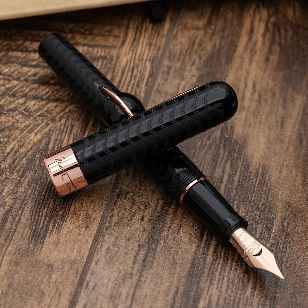 Conklin Mark Twain Crescent Black Chase with Rosegold Fountain Pen ...