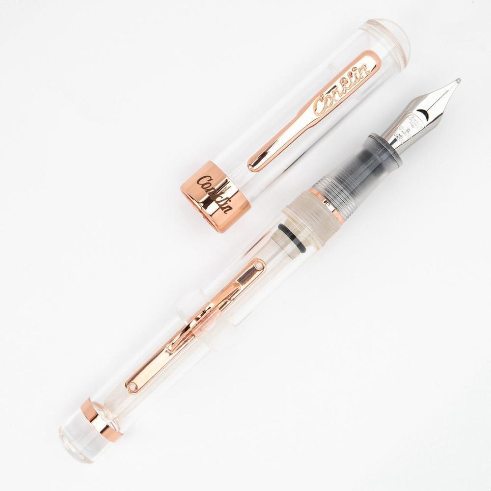 Conklin Mark Twain Crescent Clear with Rose Gold Fountain Pen | EndlessPens